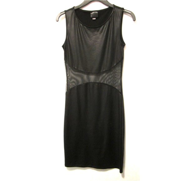 Dresses | Sleeveless Black Wetlook And Sheer Mesh Panel Bodycon Dress ...